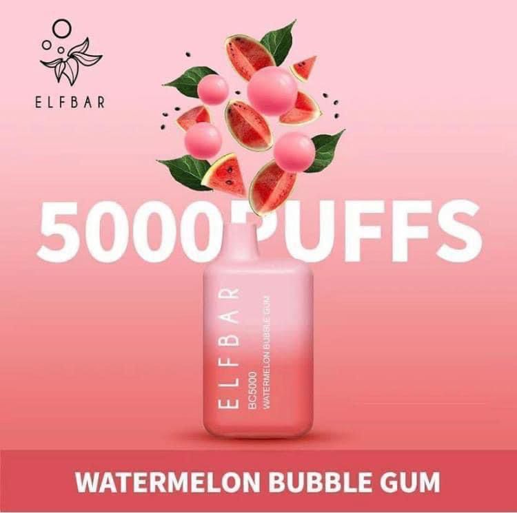 سحبه الفا بار عيار 5000 سحبه بنكهه البطيخ والعلكه Elf Bar BC 5000 WATE ...